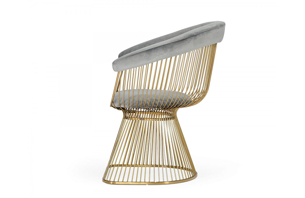 Modrest Chandler Modern Grey Velvet & Gold Dining Chair | Paramus Mega ...