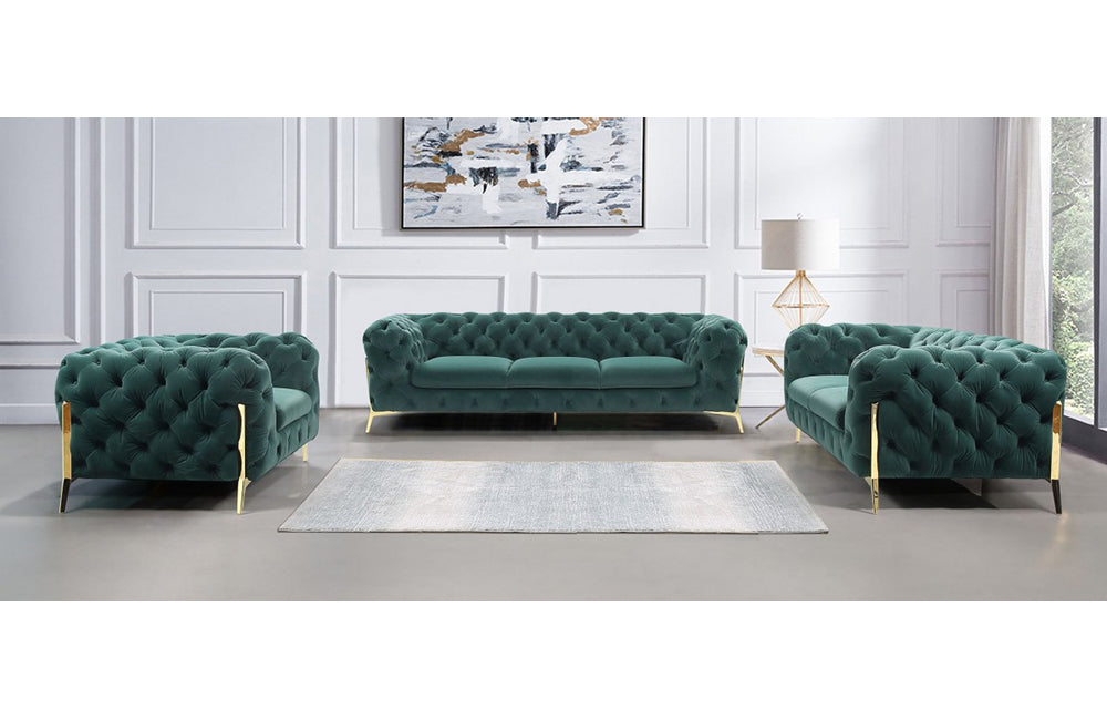 Divani Casa Sheila Modern Emerald Green Fabric Sofa Set | Paramus Mega ...